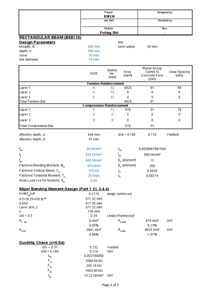 BS8110 Beam With Deflection | PDF | Beam (Structure) | Solid Mechanics