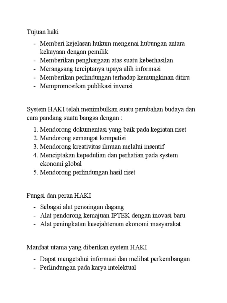 Manfaat dan Perlindungan HAKI di Indonesia | PDF