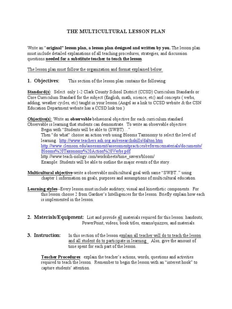 The Multicultural Lesson Plan | PDF | Lesson Plan | Lesson