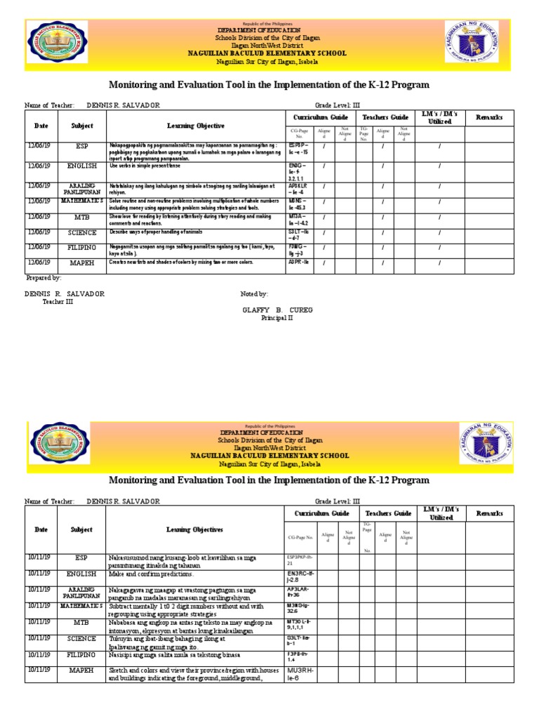 DLL Monitoring and Evaluation | PDF | Curriculum | Communication