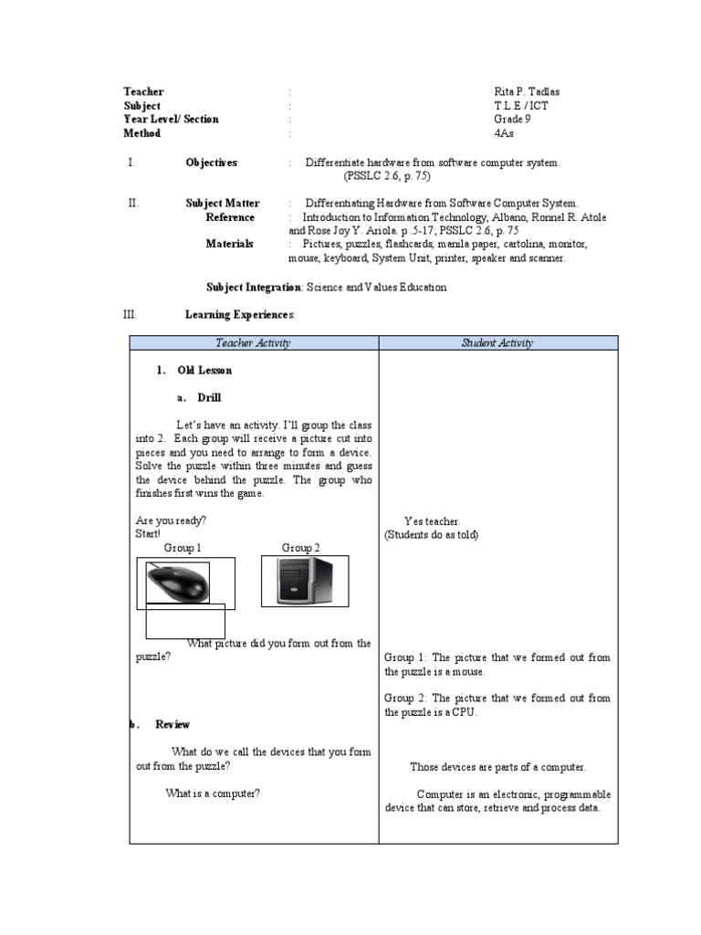 Differentiating Hardware and Software System | PDF | Computer Hardware | Input/Output