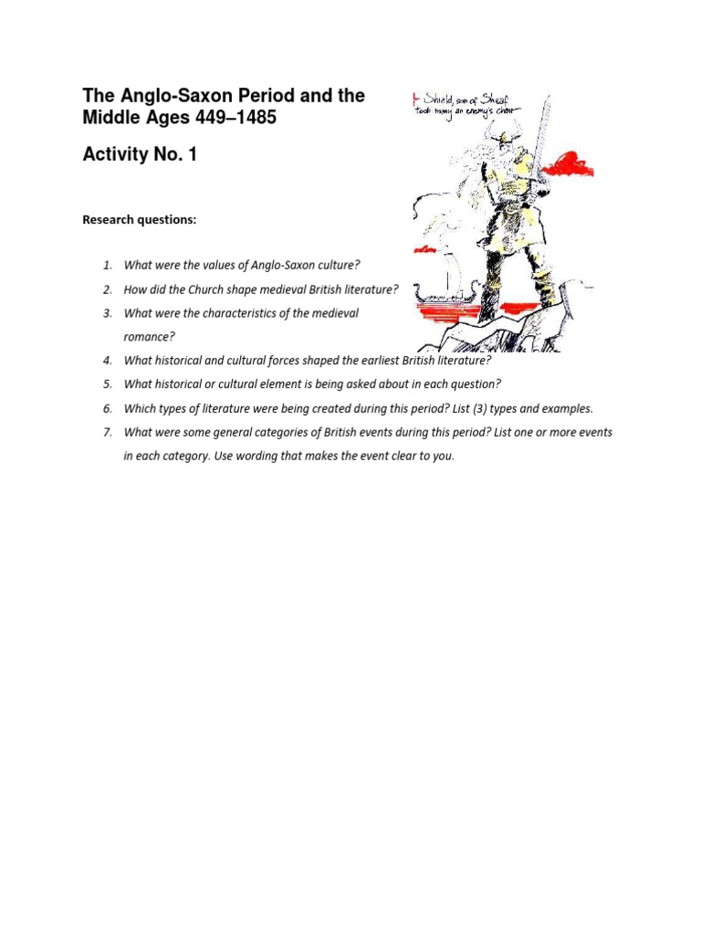 Activity-1-The Anglo-Saxon Period Research Questions | PDF