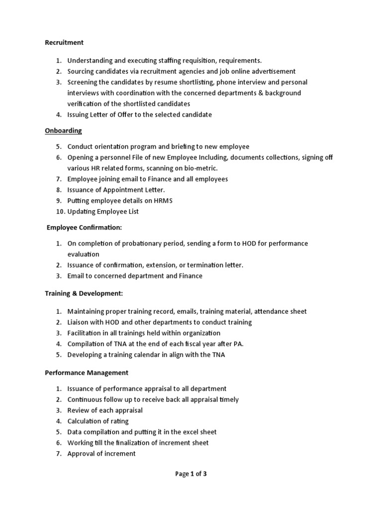 List of HR Functions | PDF | Performance Appraisal | Payroll