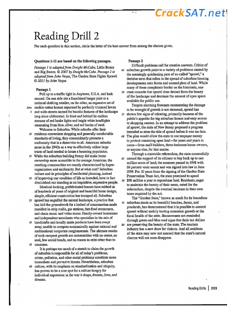 SAT Reading Practice Test 2 PDF | PDF