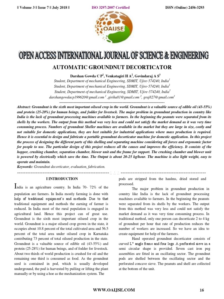 293 4.AUTOMATIC GROUNDNUT DECORTICATOR New | PDF | Peanuts | Belt ...