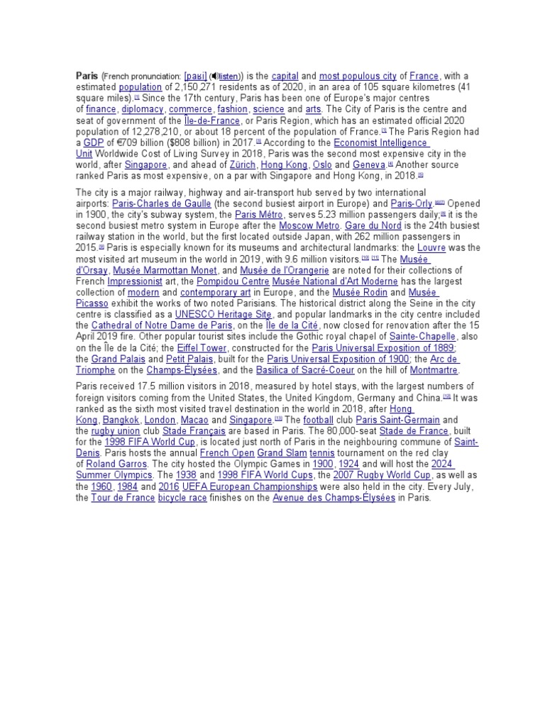 Paris (: French Pronunciation | PDF | Paris | Transport