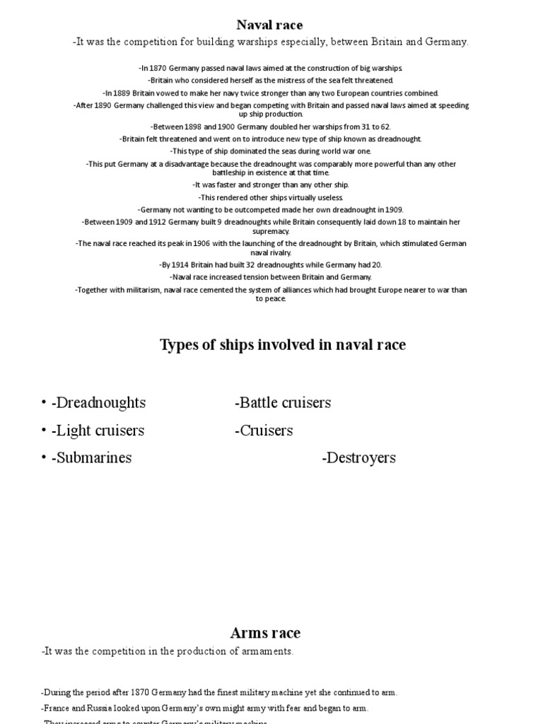 Naval Race: - It Was The Competition For Building Warships Especially ...