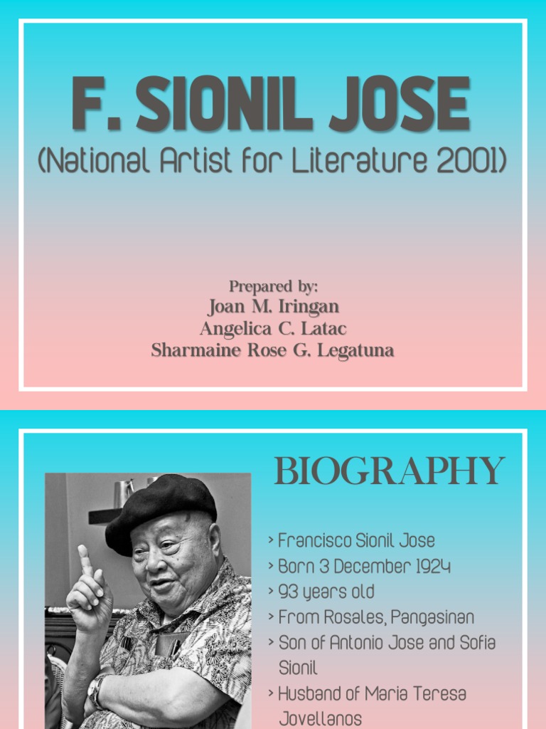 F. Sionil Jose: Joan M. Iringan Angelica C. Latac Sharmaine Rose G. Legatuna | PDF