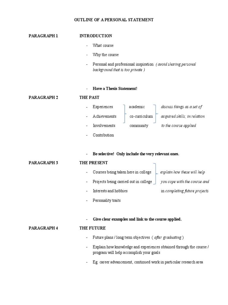 Outline of A Personal Statement | PDF | Career & Growth | Art
