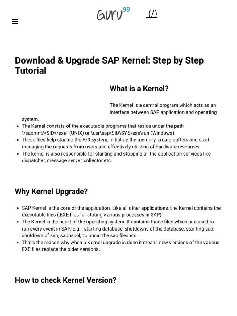 Upgrade SAP Kernel - Step by Step Tutorial PDF | PDF | Kernel (Operating System) | Operating ...
