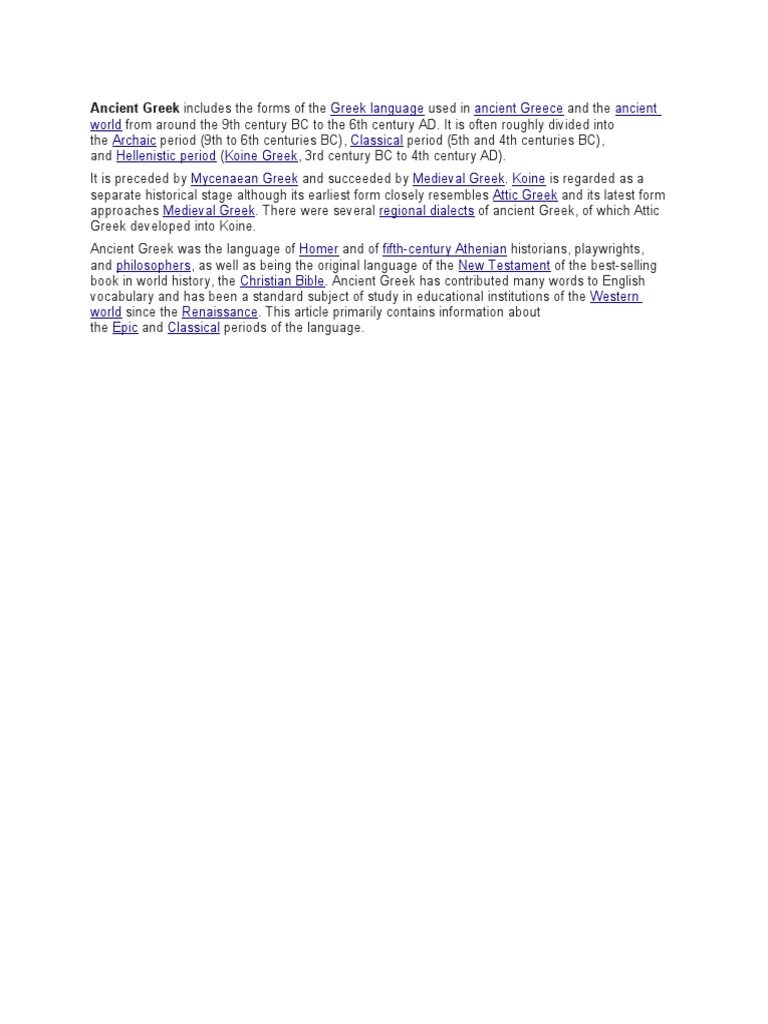Ancient Greek Includes The Forms of The | PDF | Classics