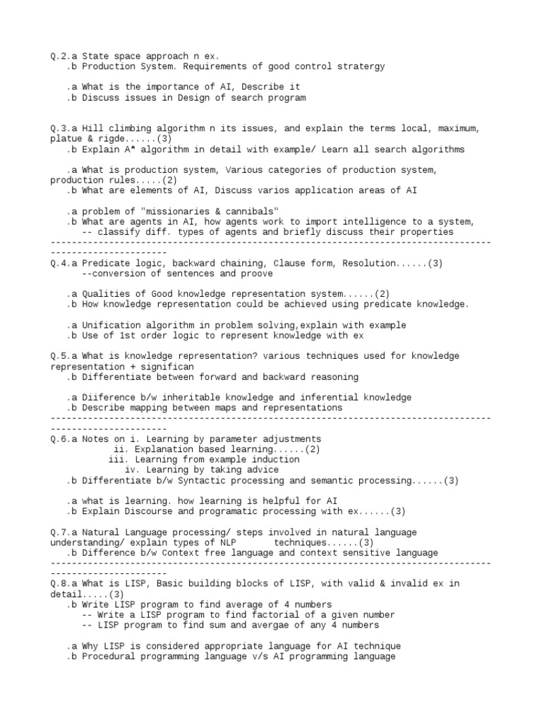 AI Exam | PDF | Knowledge Representation And Reasoning | Artificial Intelligence
