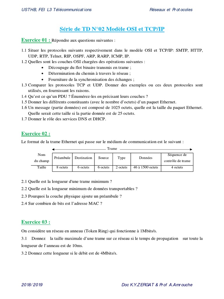 TD2 PDF | PDF | Protocoles Internet | Suite des protocoles Internet