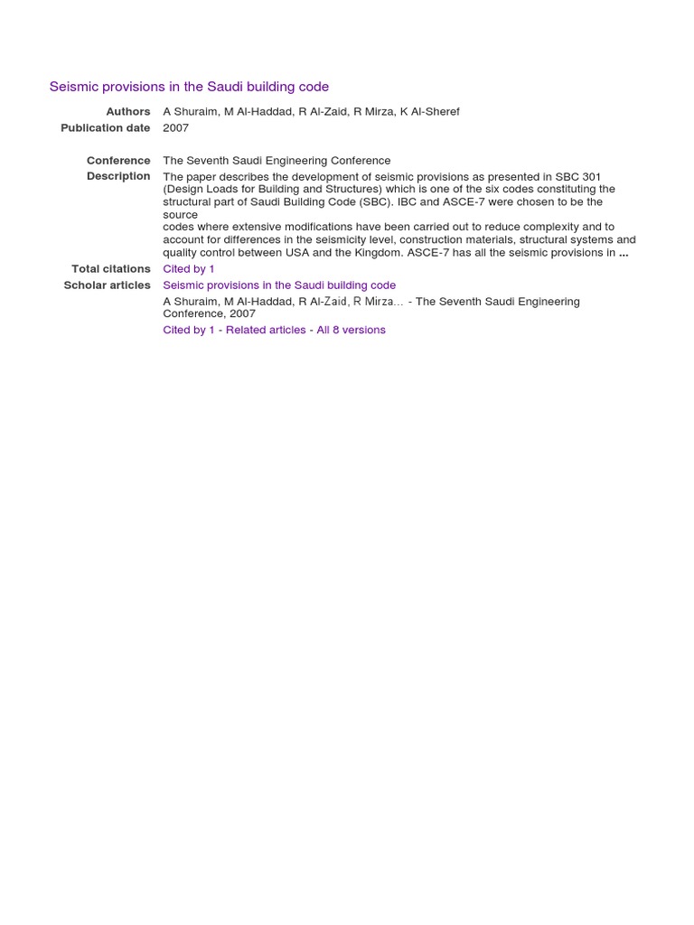 Seismic Provisions in The Saudi Building Code: Authors Publication Date ...