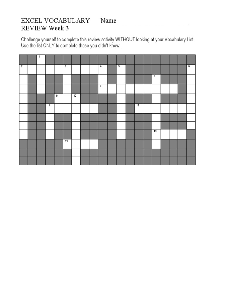 Excel Vocabulary Name - Review Week 3 | PDF | Spreadsheet | Worksheet