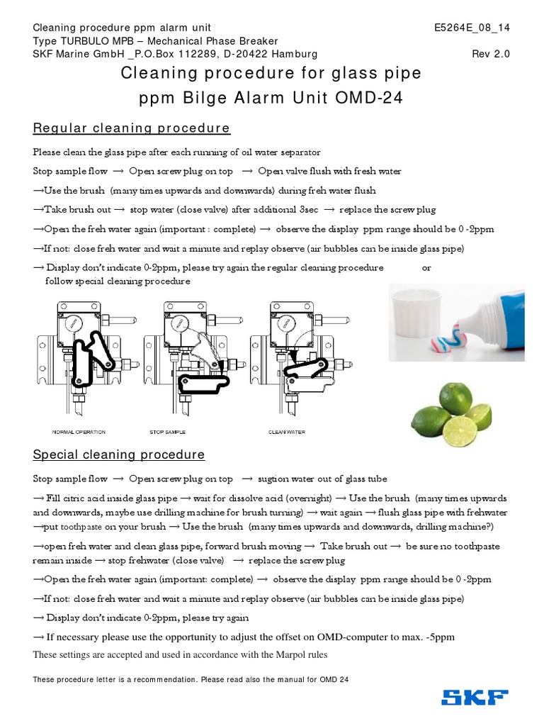 Cleaning Procedure Glass Pipe SKF | PDF