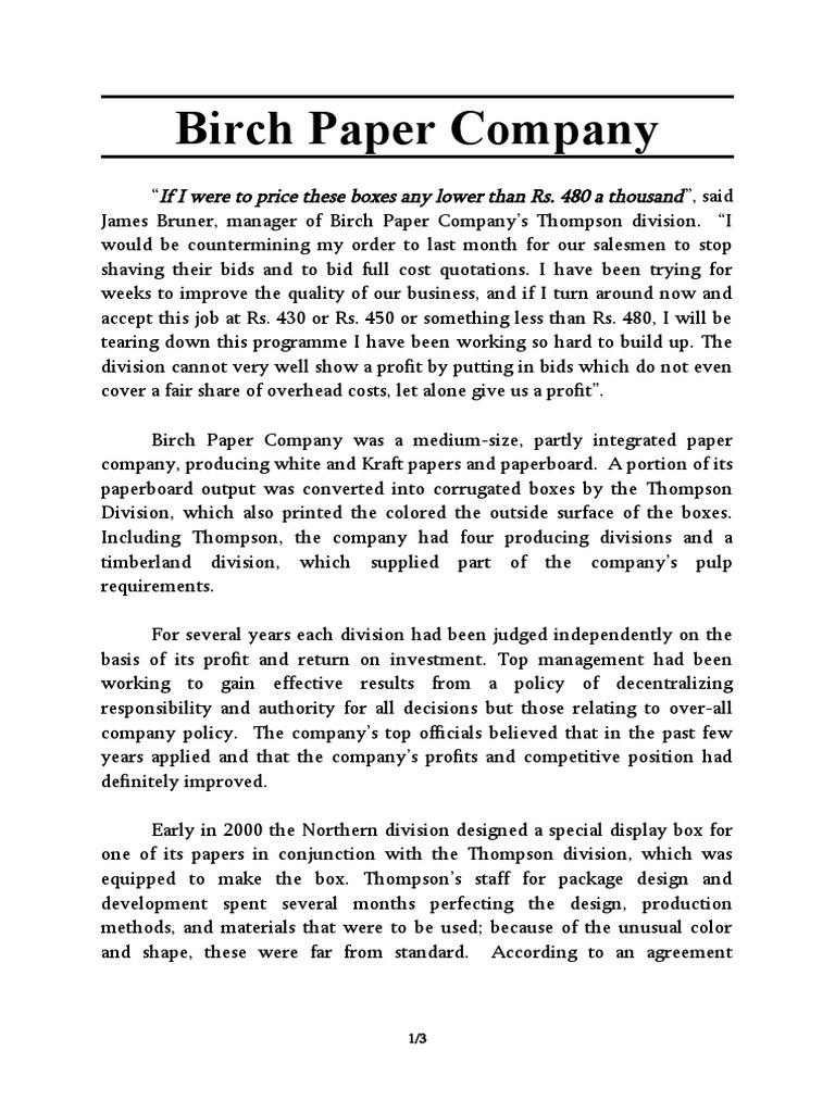 Birch Paper Company | PDF | Paperboard | Paper