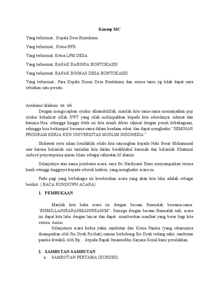Contoh Teks Pembawa Acara Resmi | PDF