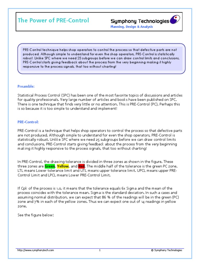 The Power of PRE-Control: Preamble | PDF | Engineering Tolerance | Six ...