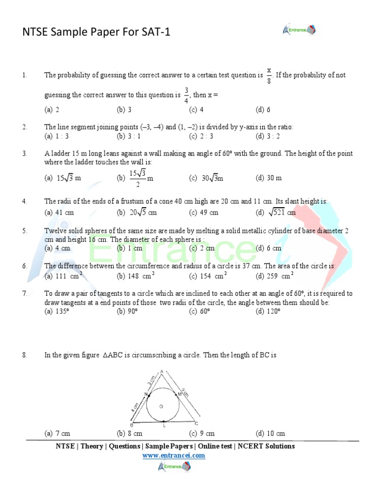 Ntse Sample Paper Sat 1 PDF | PDF | Nature