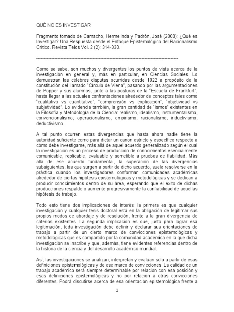 Qué No Es Investigar | PDF | Teoría | Empirismo