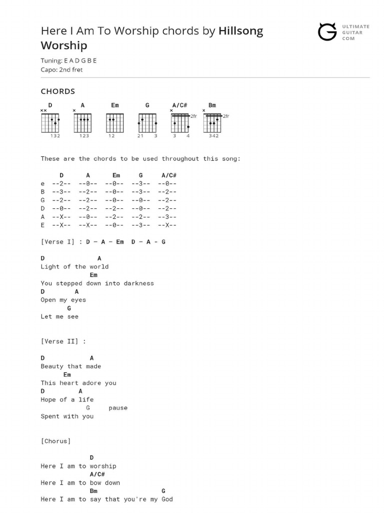 Here I Am To Worship Chords