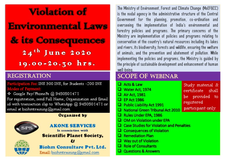 Violation of Environmental Laws & Its Consequences: 2 4 J U N e 2 0 2 0 ...