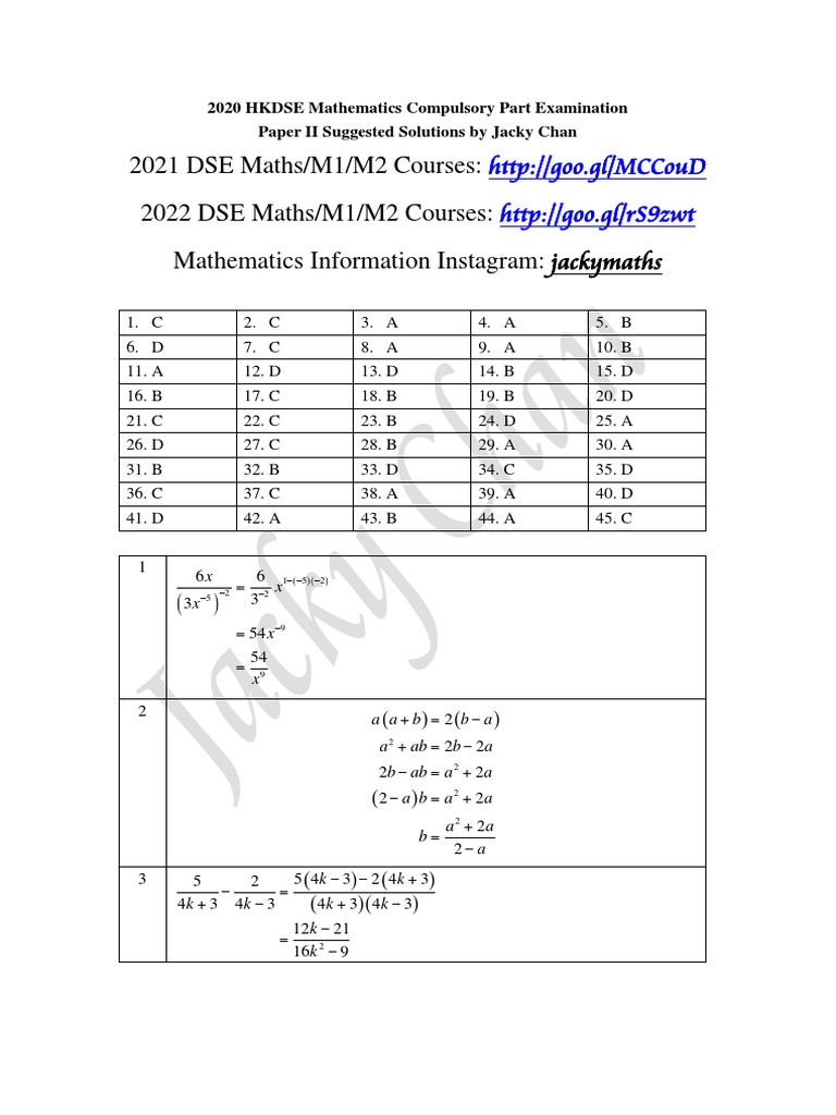 2020 Mathematics Paper 2 Suggested Solution PDF | PDF | Geometry | Space