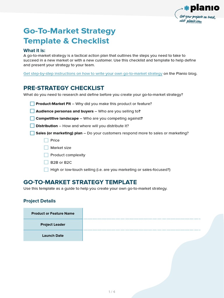 Go-To-Market Strategy Template & Checklist | PDF | Sales | Marketing