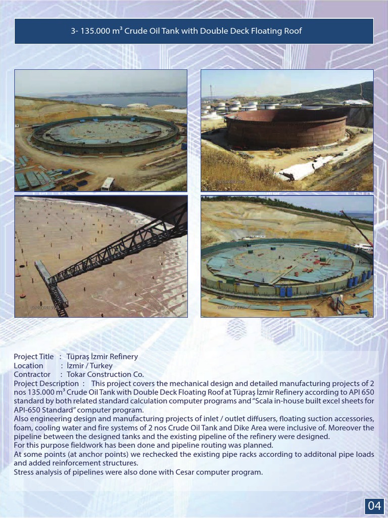 3-135.000 M Crude Oil Tank With Double Deck Floating Roof | PDF
