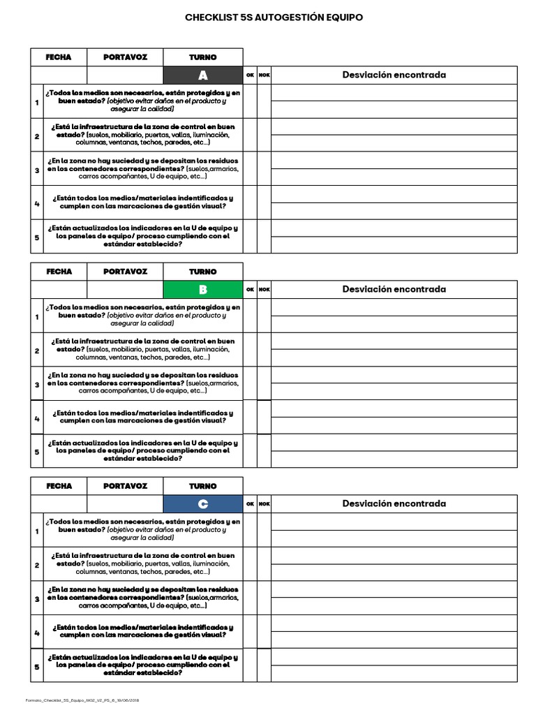 Checklist 5S PDF | PDF | Sectores Economicos | Naturaleza