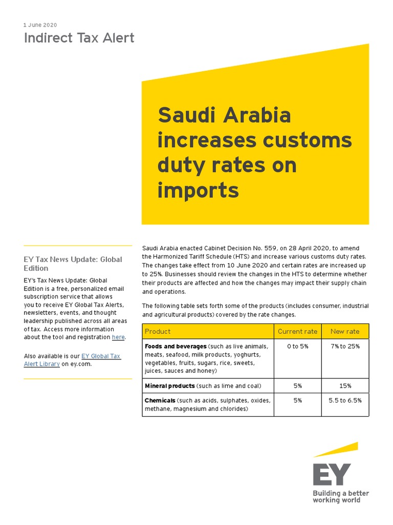 Saudi Arabia Increases Customs Duty Rates On Imports: Indirect Tax ...
