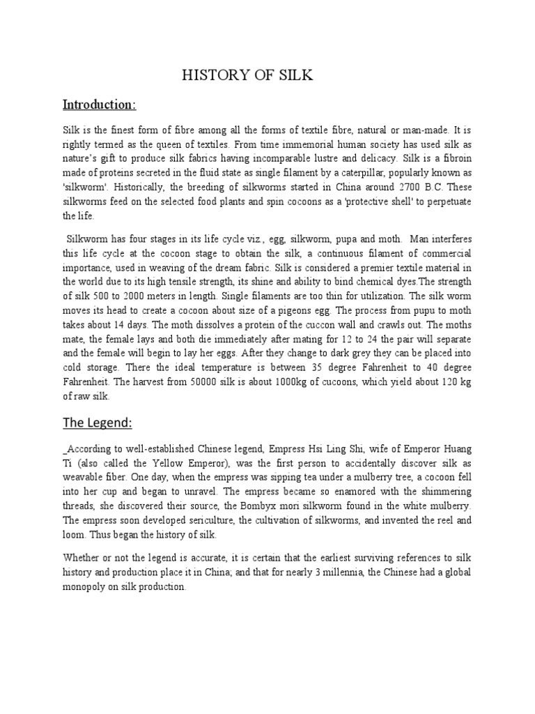 HISTORY OF SILk | PDF | Silk | Silk Road