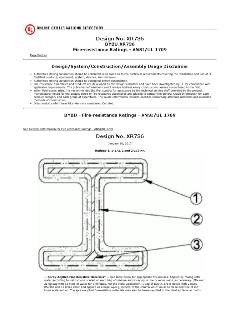 Design No. XR736: BYBU - XR736 Fire-Resistance Ratings - ANSI/UL 1709 Design/System/Construction ...