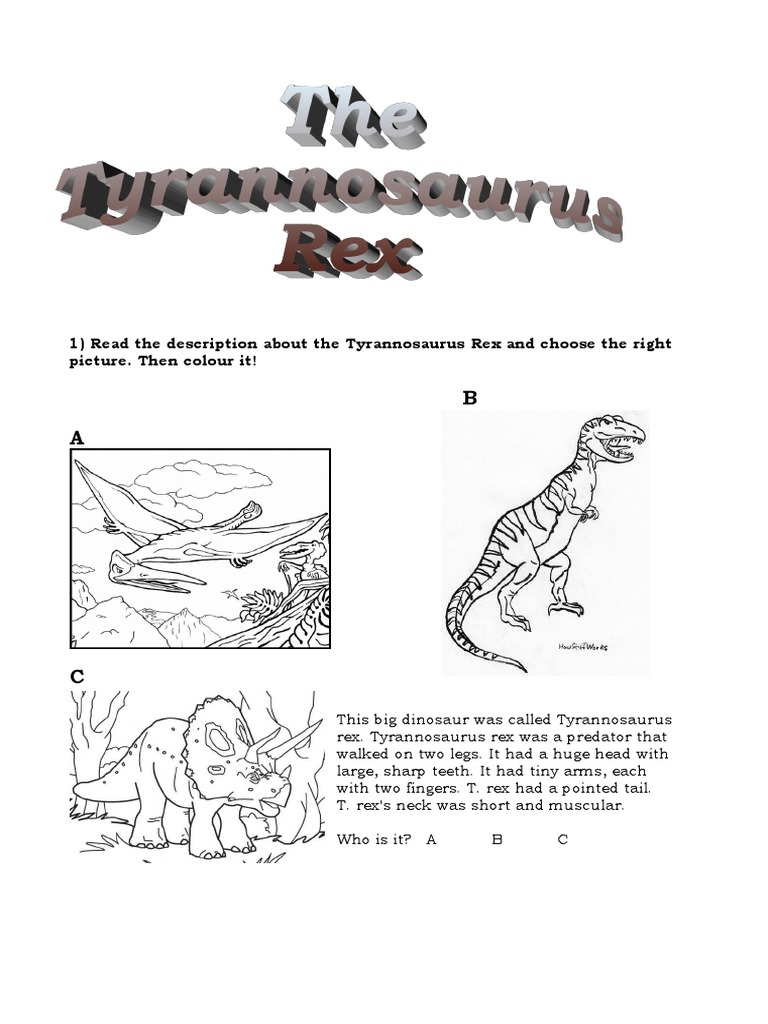 1) Read The Description About The Tyrannosaurus Rex and Choose The ...