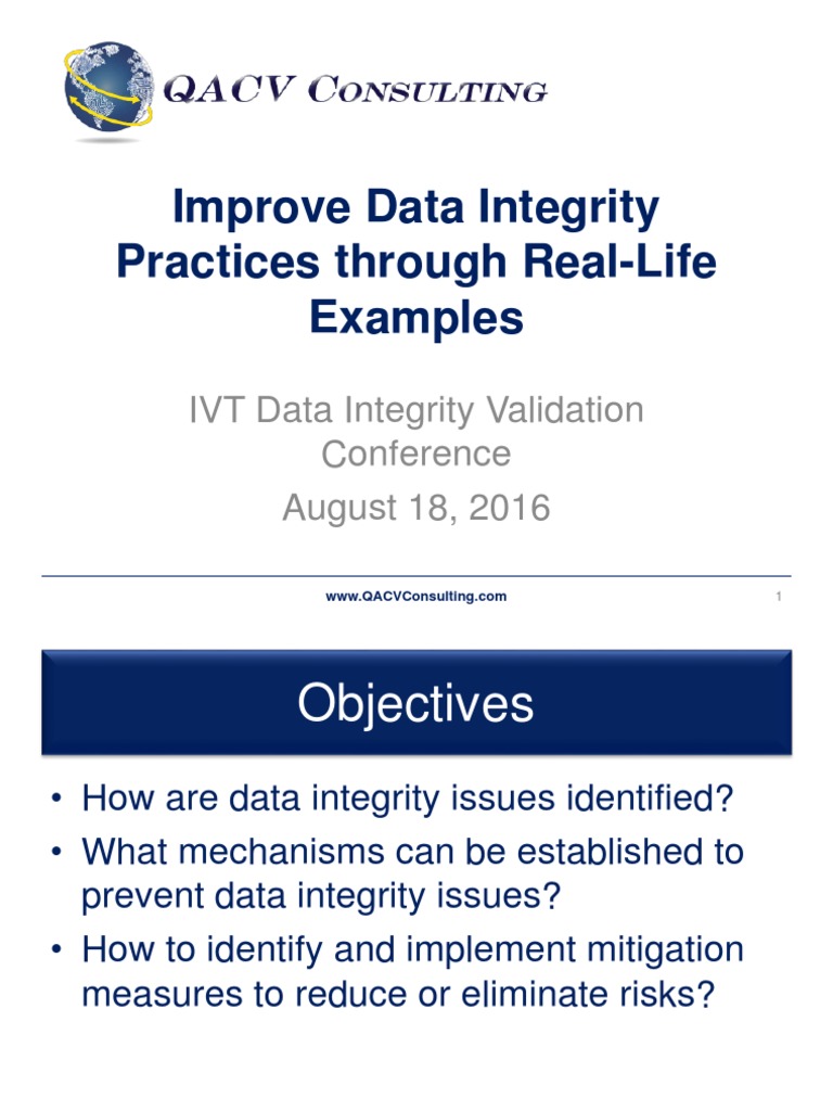 Improve Data Integrity Practices | PDF | Verification And Validation ...
