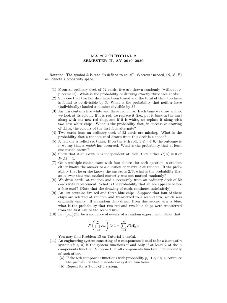 Tutorial 2 | PDF | Probability Distribution | Probability