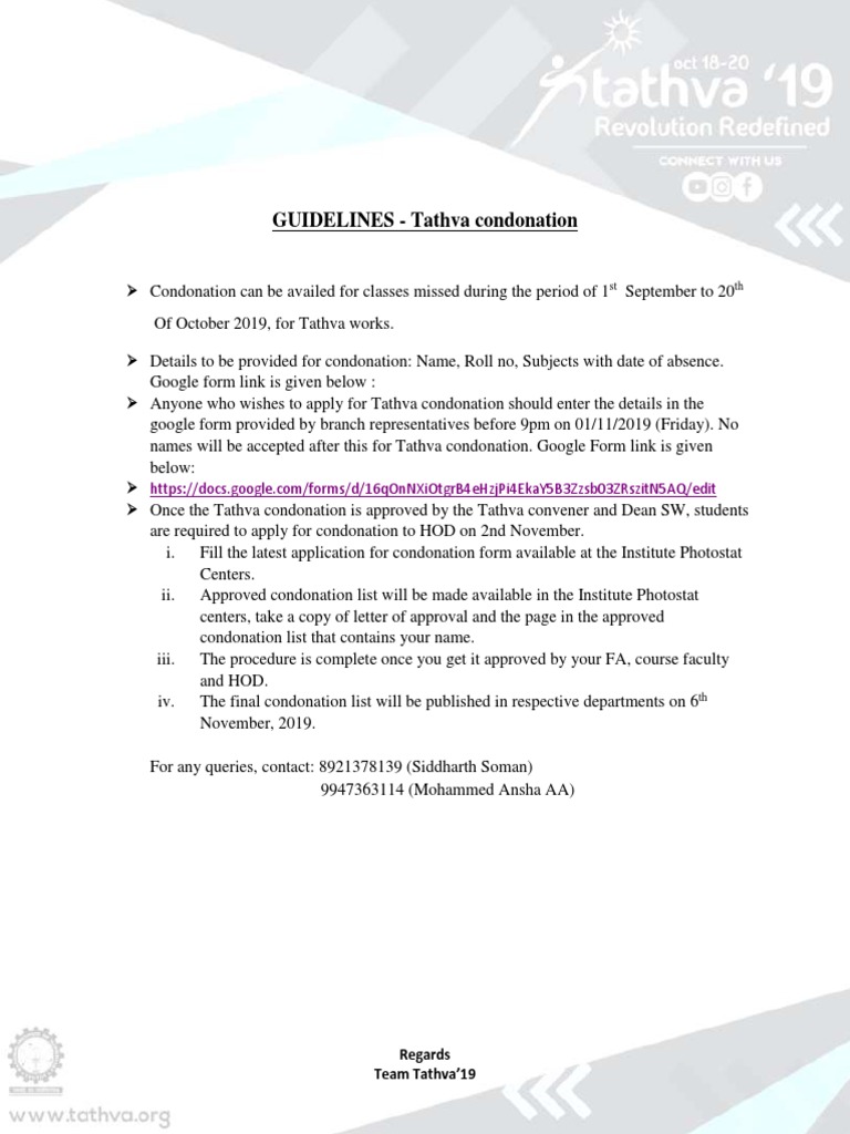 Condonation Guidelines | PDF