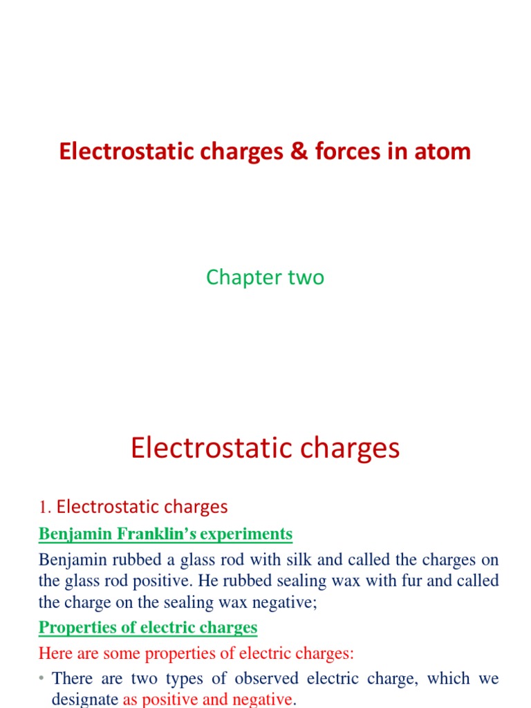 Electrostatic Charges & Forces in Atom: Chapter Two | PDF | Electric ...