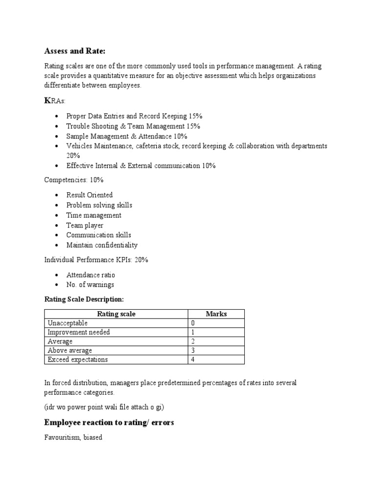 Assess And Rate Rating Scale Description Rating Scale Marks PDF