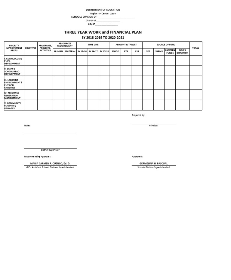 THREE YEAR WORK and FINANCIAL PLAN | PDF