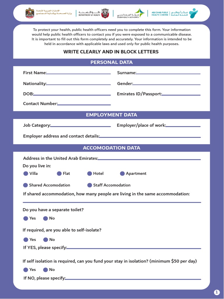 Health Contact Form for Residents | PDF | Chronic Condition | Public Health