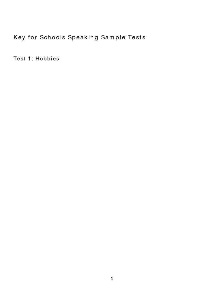 A2 Key Speaking Test Sample 1 | PDF