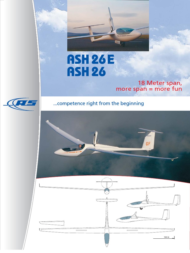 ASH 26 Specifications | PDF | Glider (Sailplane) | Aircraft Configurations