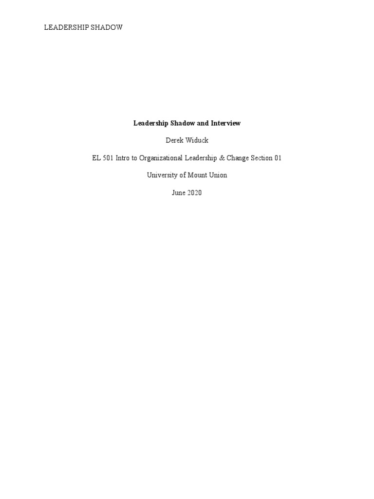 Leadership Shadow Reflection | PDF | Mentorship | Leadership