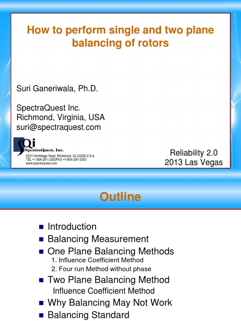 Plane Balancing of Rotors Presentation | PDF | Weight | Angle