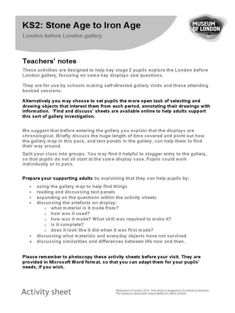 ks2 Stone Age To Iron Age Activity Sheet | PDF | Stone Age | Archaeology