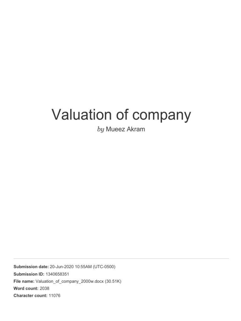 Valuation of Company | PDF