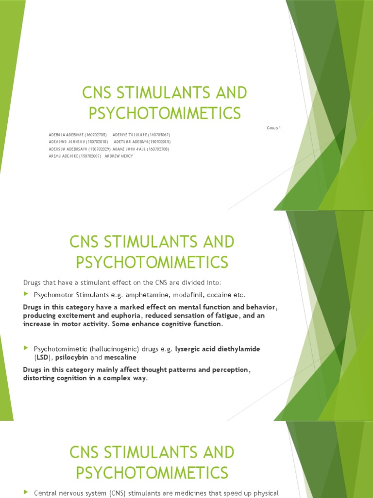 CNS Stimulants and Psychotomimetics Overview | PDF | Stimulant | Mdma
