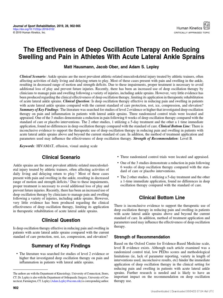 The Effectiveness of Deep Oscillation Therapy On Reducing Swelling and ...